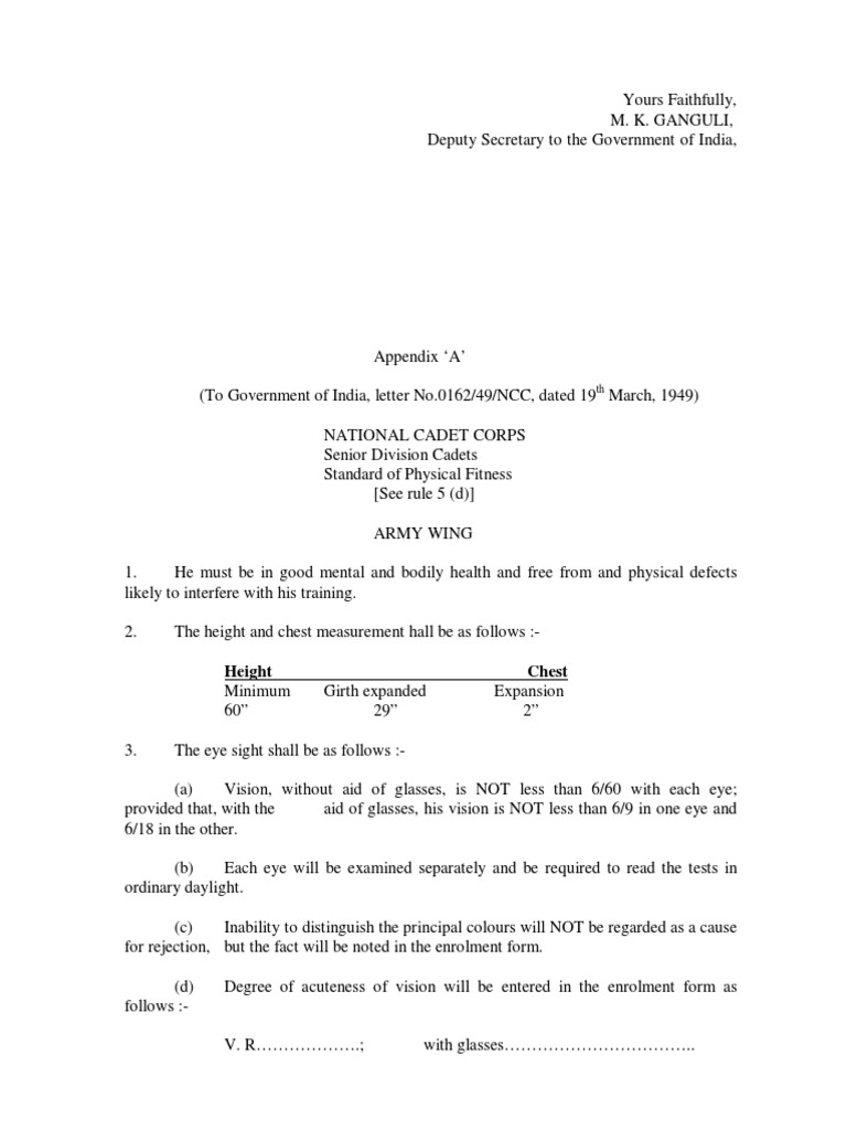 NCC Fitness Guidelines | PDF | Cadet