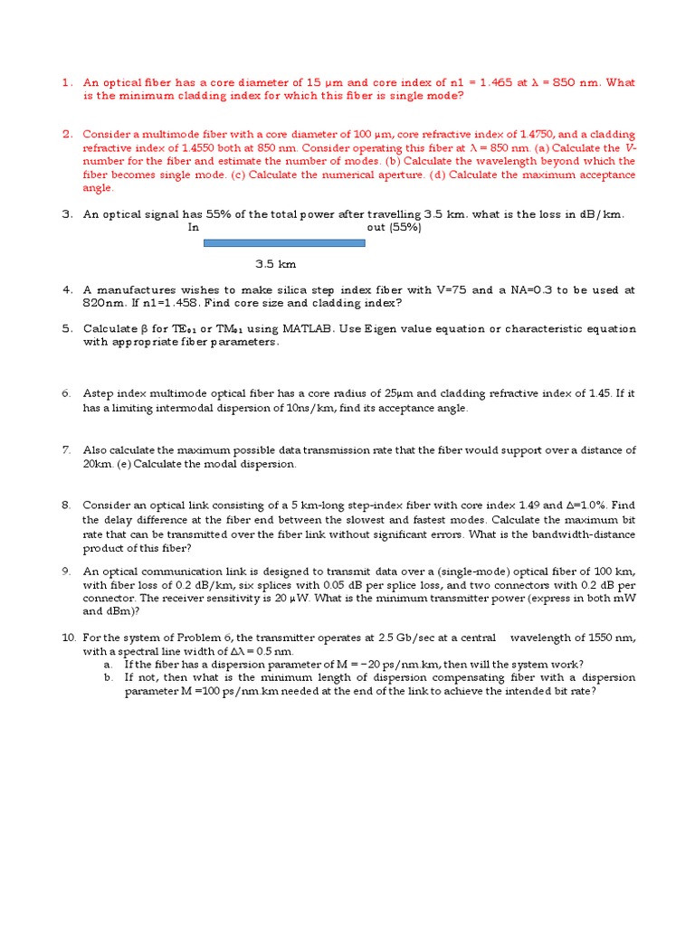 Optical Fiber Parameters, Properties, and System Design Calculations ...