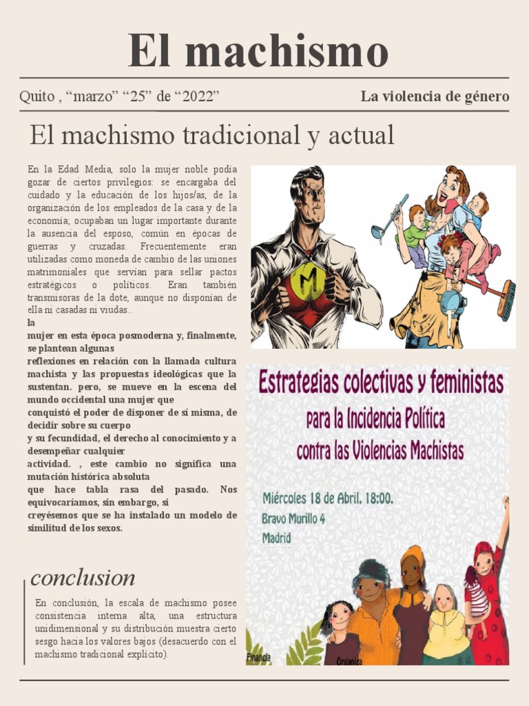 El Machismo Periodico | Descargar gratis PDF | Machismo | Mujer