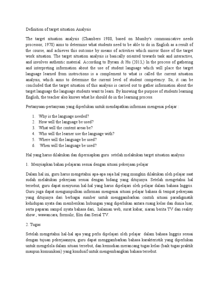 Target Situation Analysis | PDF