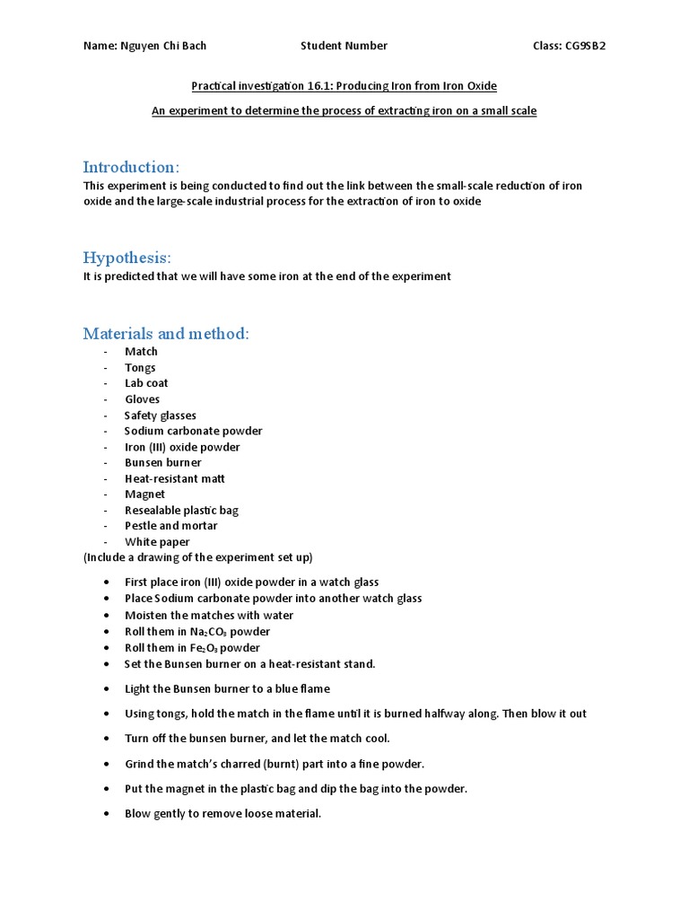 Lab Report Grade 9 Pdf