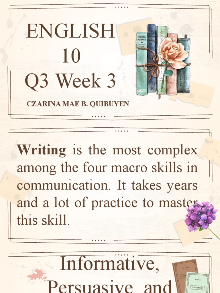 ENGLISH 10 Q3 Week 3 | PDF | Essays | Argument