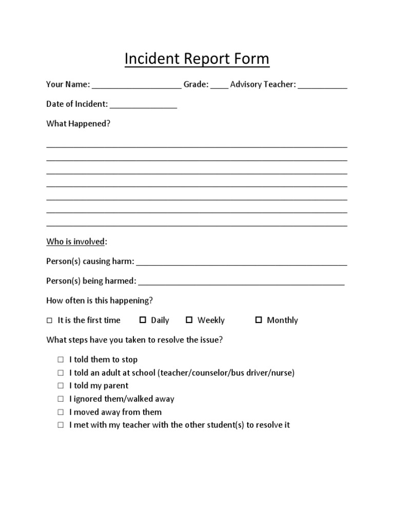 School Incident Report Form | PDF