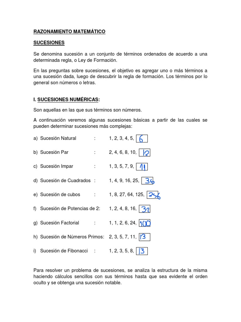 Sucesiones Matemáticas y Ejemplos | PDF | Secuencia | Número primo