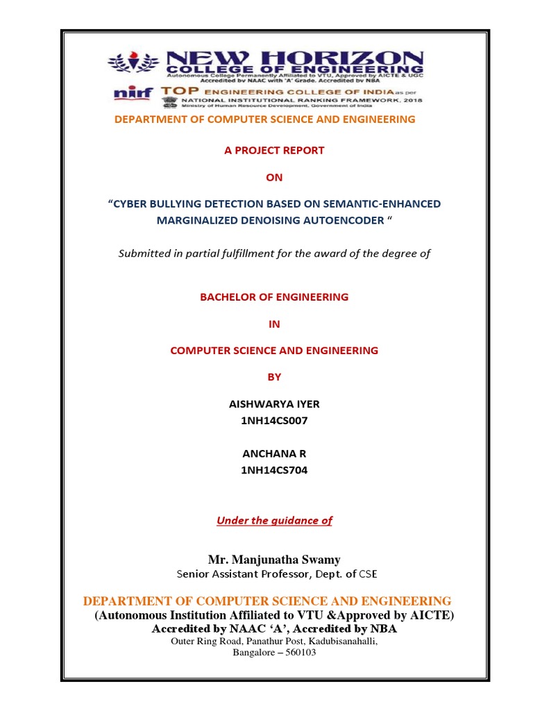 Cyberbullying Detection Based On Semantic Enhanced Marginalised Denoising Autoencoderreport