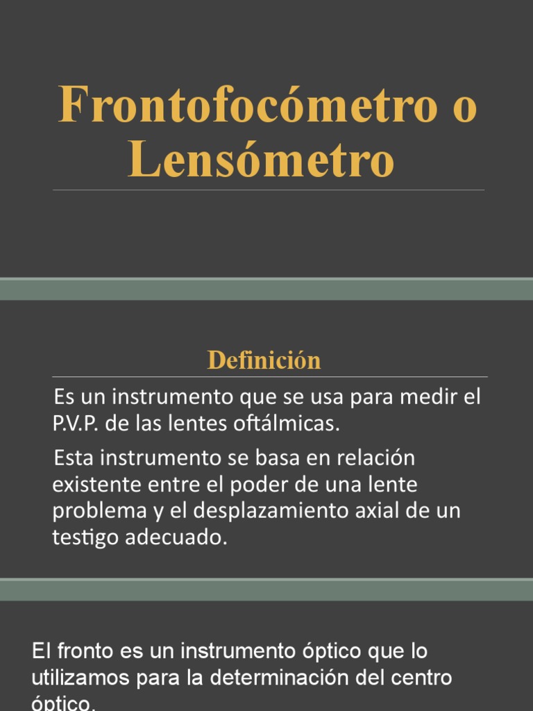 Frontofocómetro o Lensómetro | PDF