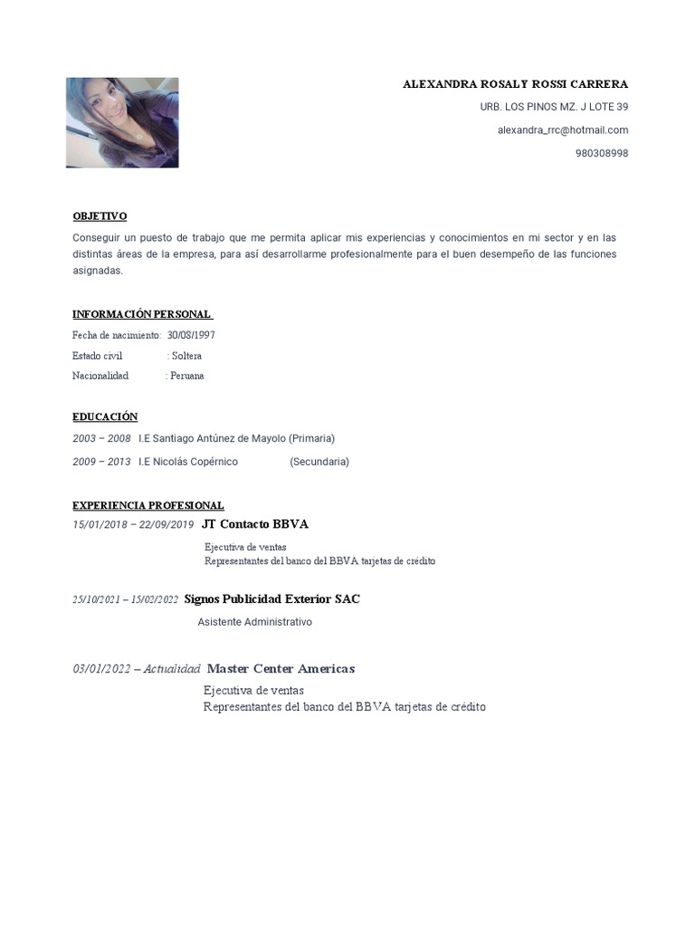 CV Alexandra Rossi 1 | PDF