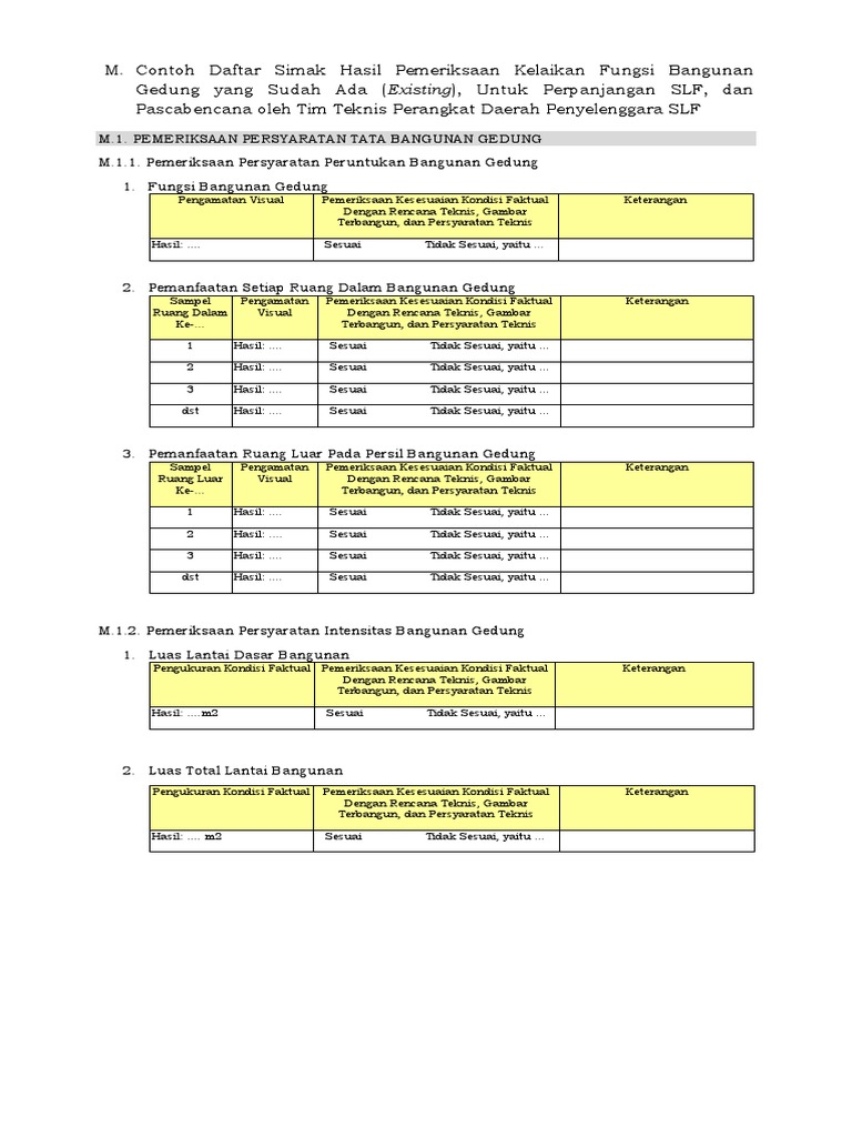 3) Daftar Simak SLF Bangunan Eksisting, Perpanjangan SLF, Pasca Bencana Oleh Tim Teknis ...