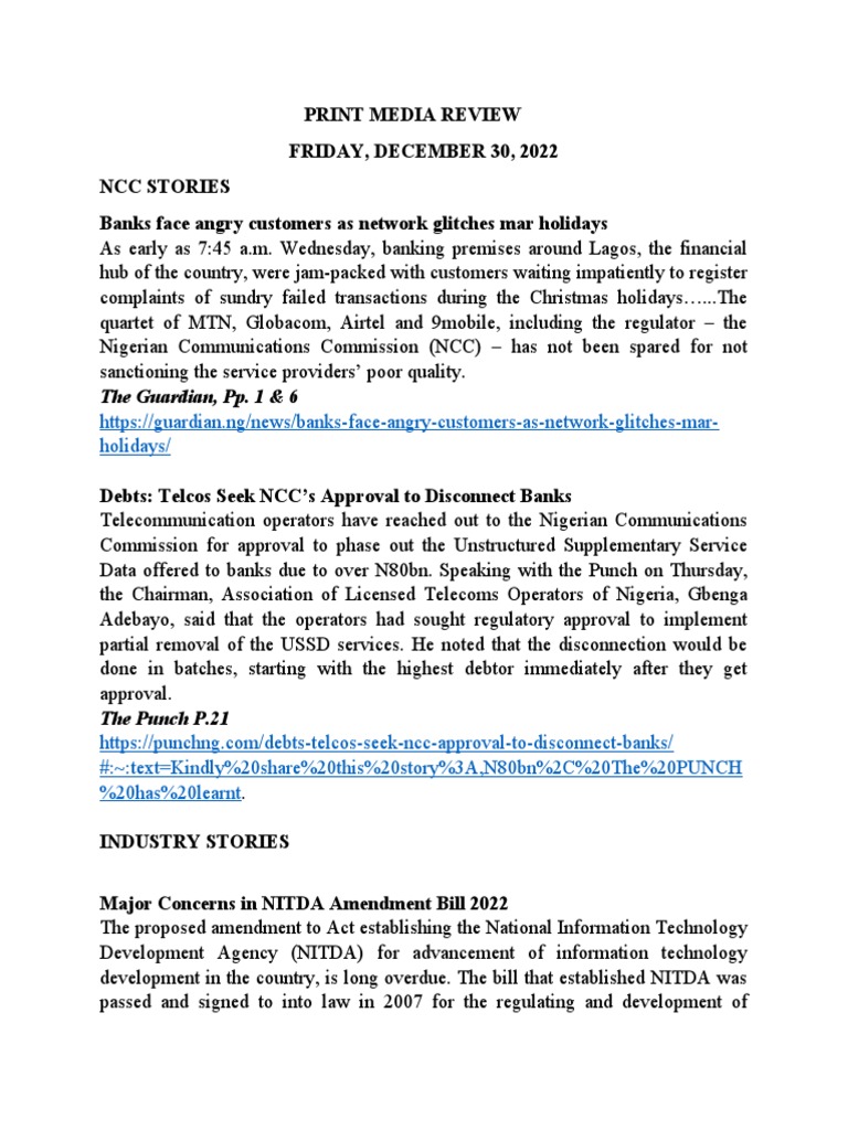 PRINT MEDIA REVIEW F 30 DECEMBER, 2022 - Correct Version-1 | PDF ...