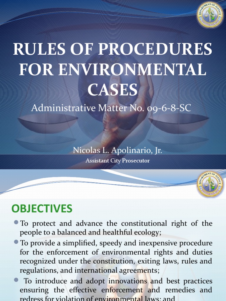 Rules of Procedure For Environmental Case | PDF | Lawsuit | Prosecutor