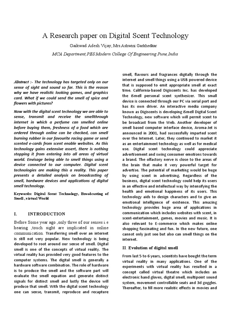 Final Research Paper | PDF | Odor | Olfaction