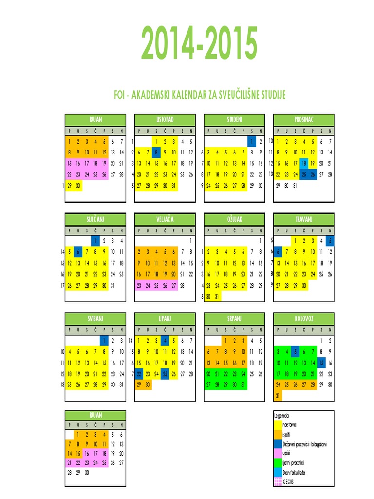 FOI Akademski Kalendar 2014 2015 PDS-DS PDF | PDF