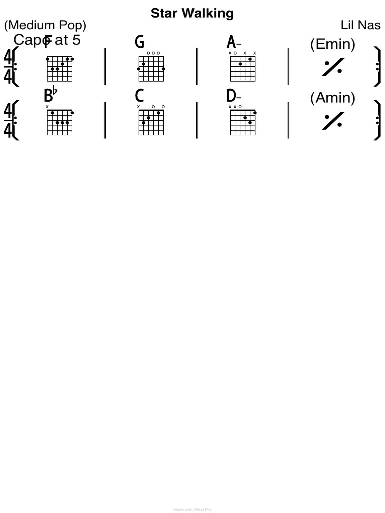 Lil Nas X - Star Walking (Medium Pop) Chord Chart | PDF