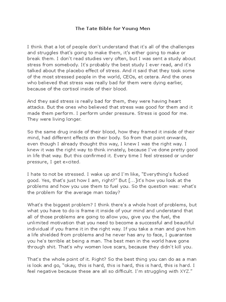 The Tate Bible for Young Men | PDF | Stress (Biology)