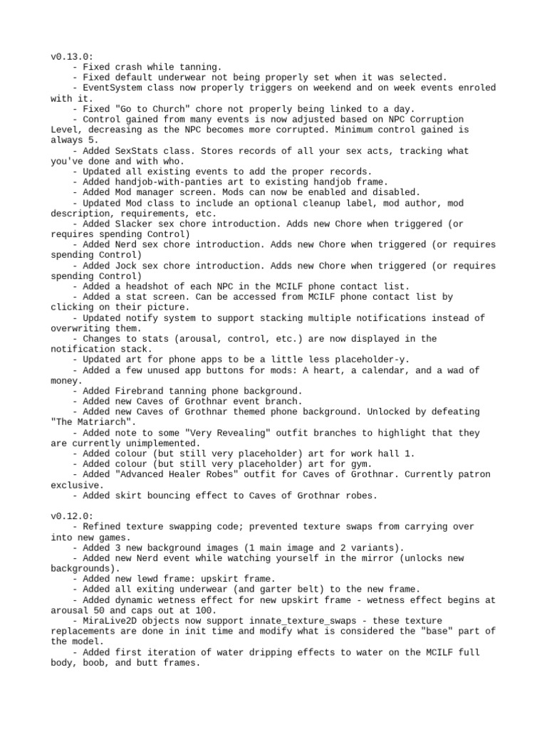 Changelog of Files | PDF | Clothing | Parameter (Computer Programming)