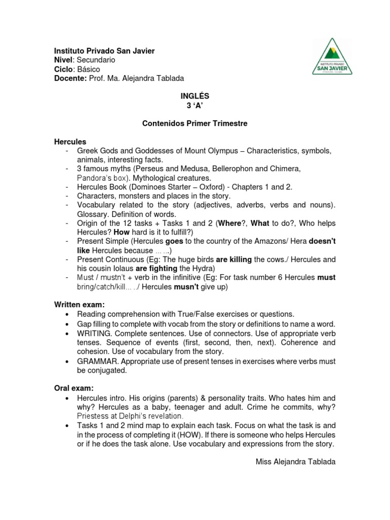 1st TT Contents 3A y C '23 PDF | PDF