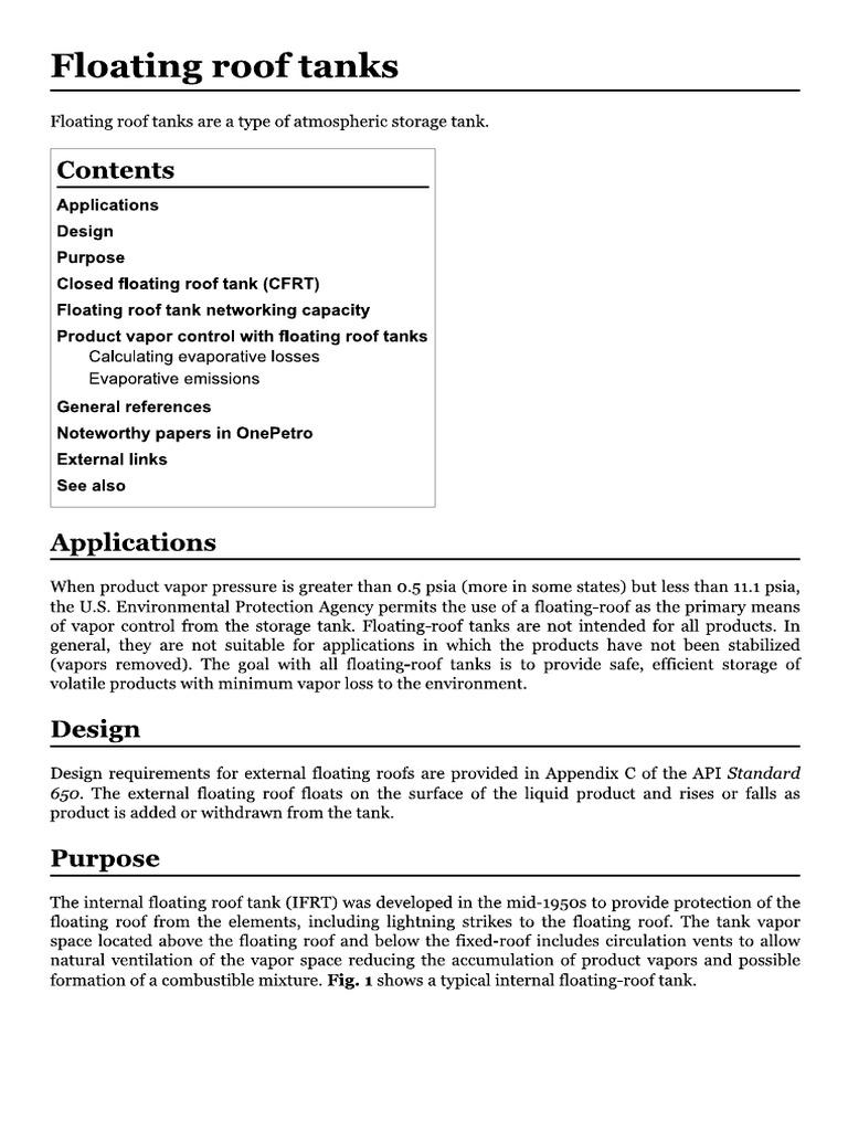 Floating Roof Tanks | PDF