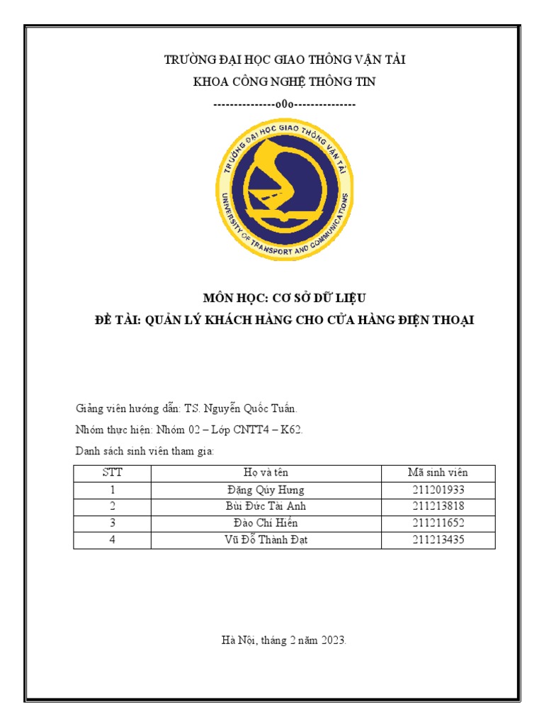 CSDL 1 2 22 N05 Nhom02 L2 | PDF