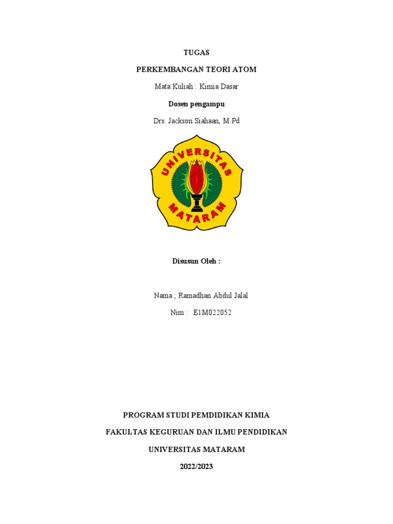 Perkembangan Teori Atom Pdf 