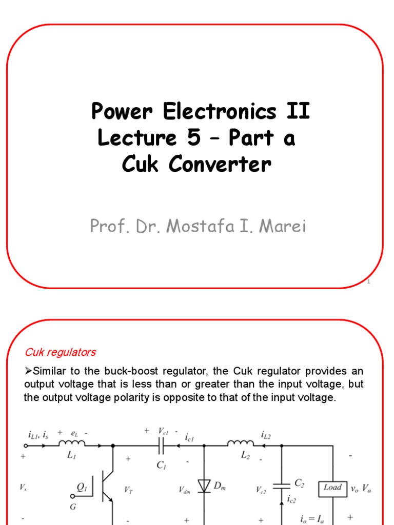 Lecture 5a Cuk Regulator | PDF | Physical Quantities | Electrical Engineering