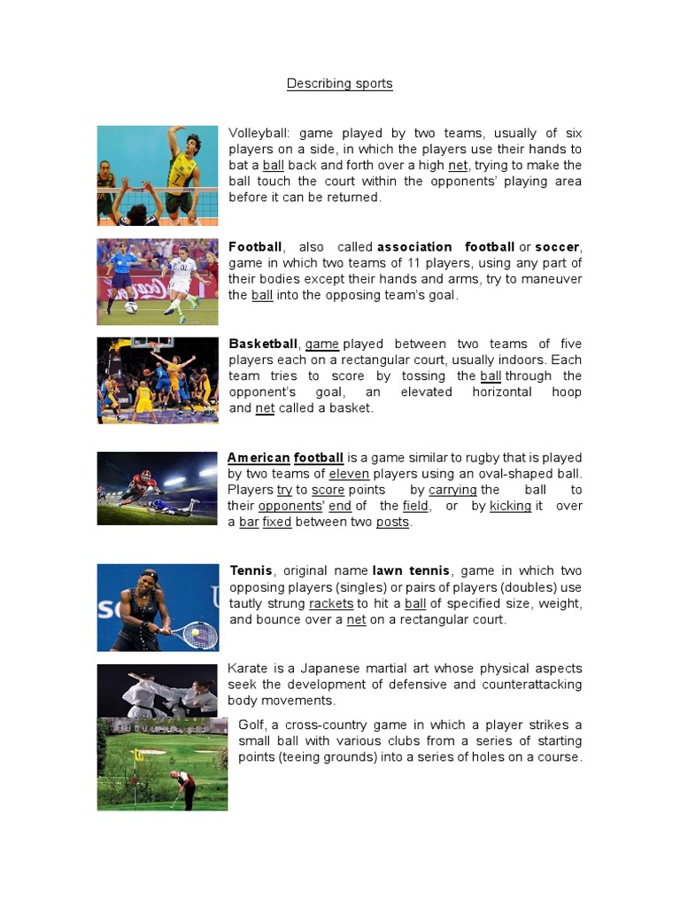 Describing Sports | PDF
