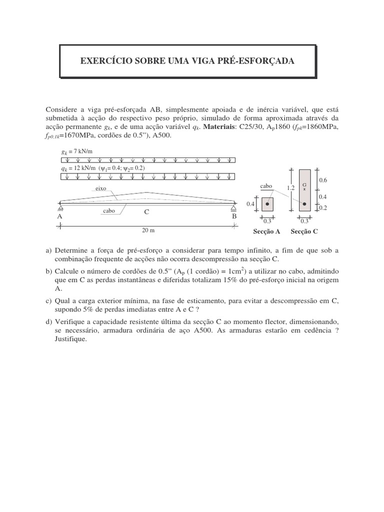 Exercicio Viga Pre-Esf | PDF