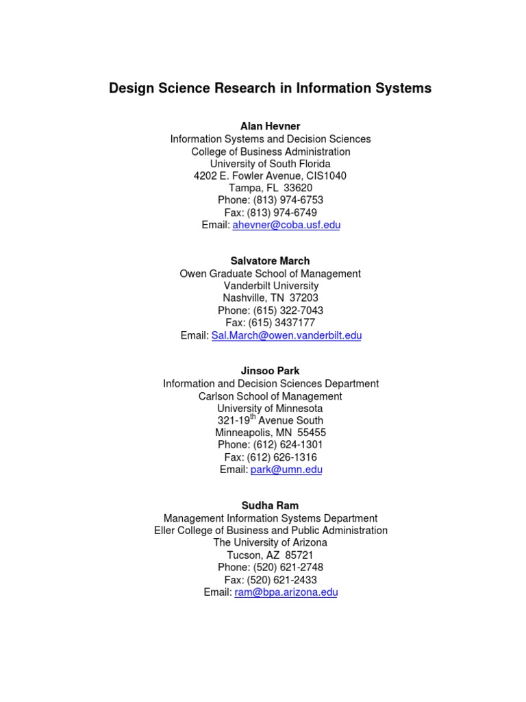 Hevner's Design Science in IS Research | PDF | Science | System