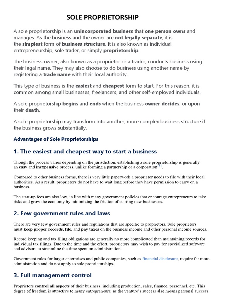 Sole Proprietorship | PDF | Sole Proprietorship | Taxes