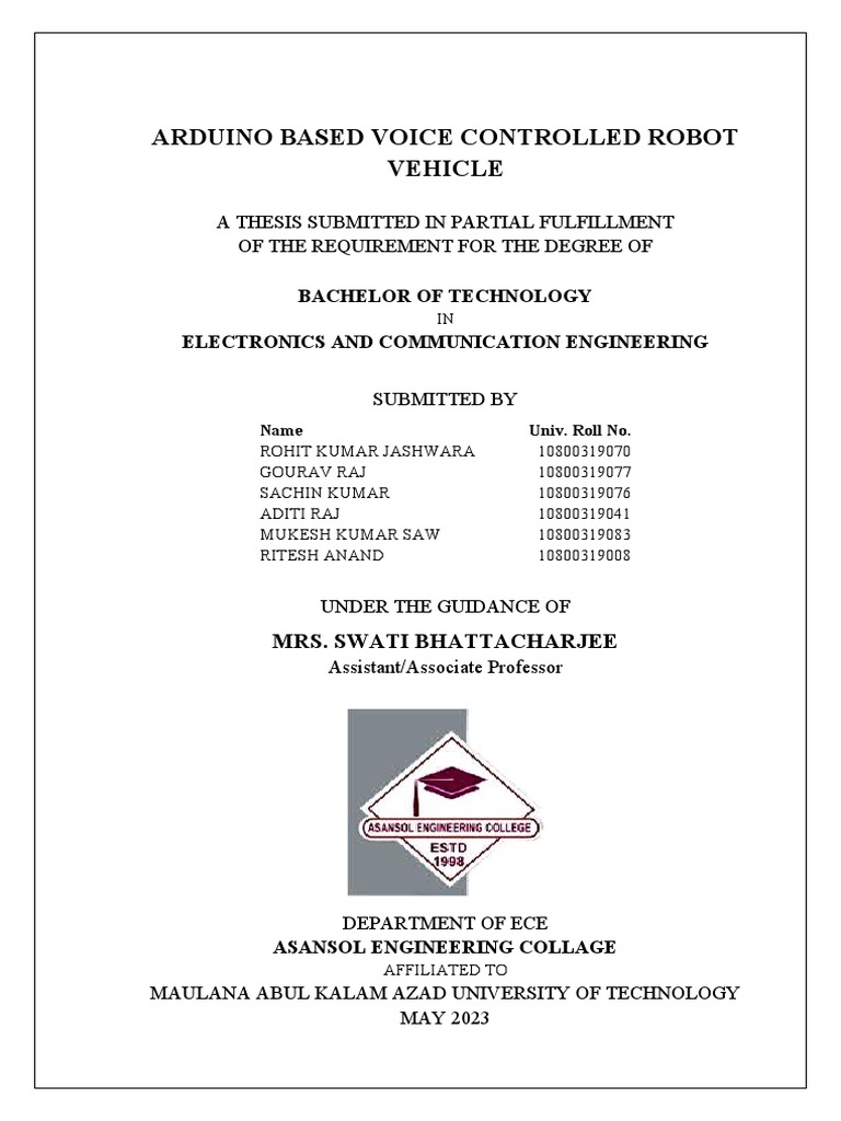 Report File For Arduino Based Voice Controlled Robotic Vehicle | PDF | Microphone | Modulation