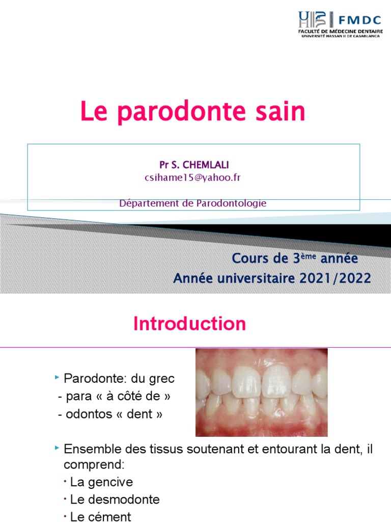 Anatomie du Parodonte Sain | PDF | Histologie | Dent