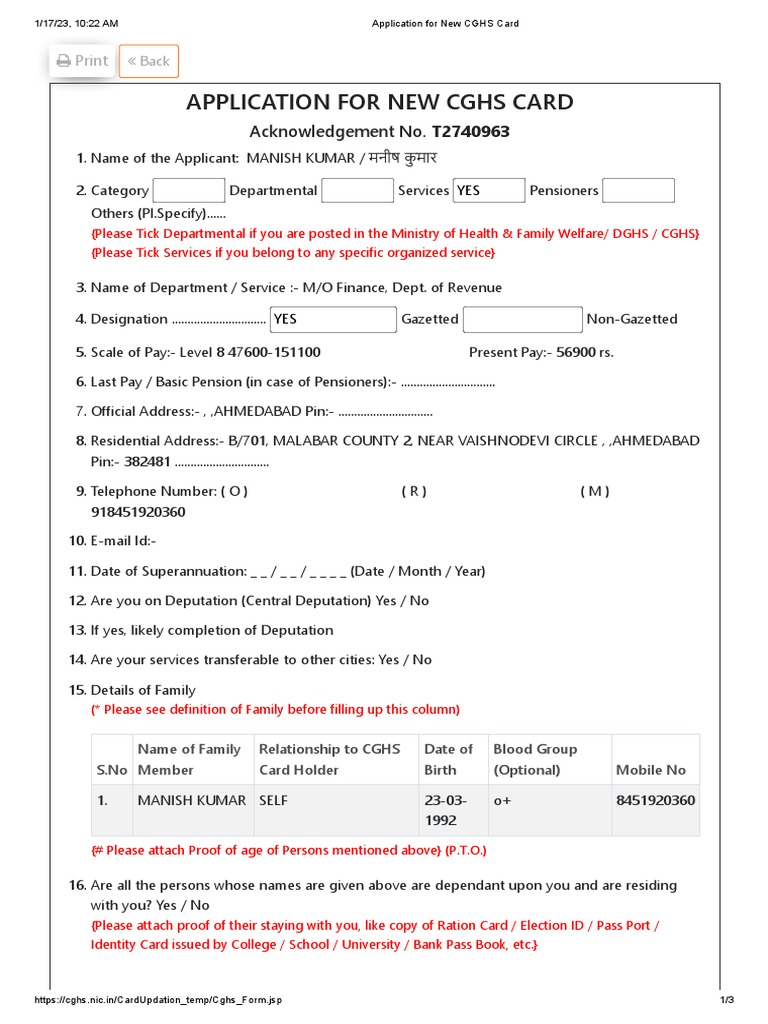 CGHS Card Application Guide | PDF | Identity Document | Government