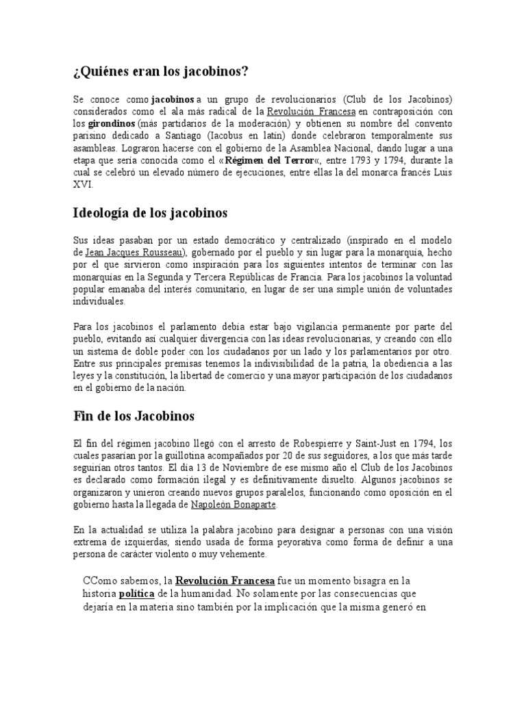 Jacobinos y Girondinos | PDF | Teorías políticas | Gobierno