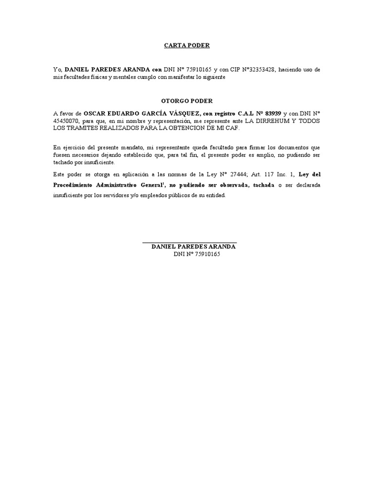 Carta Poder de Representación (2).docx | PDF