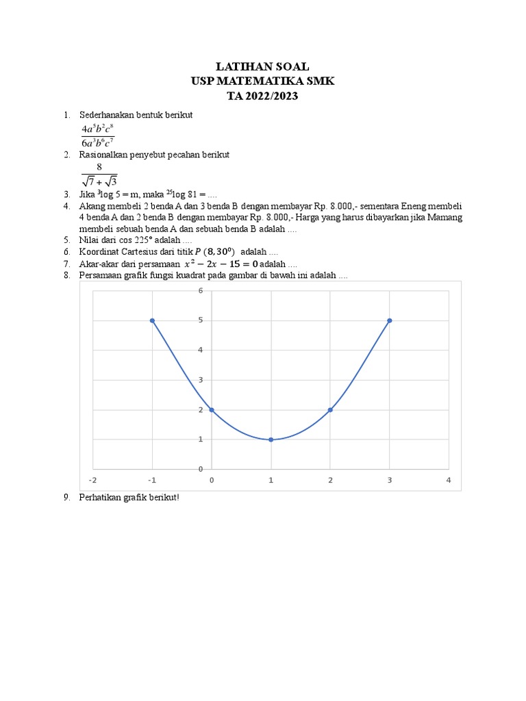 LATIHAN SOAL Usp Matematika 2023 | PDF