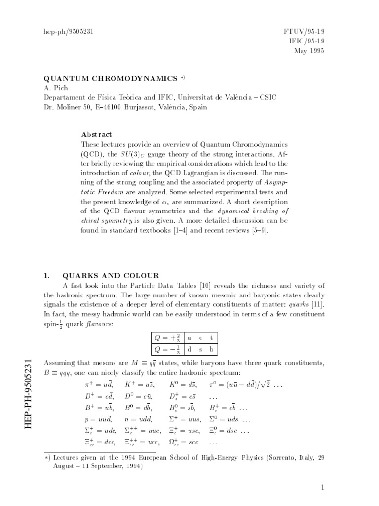Quantom Cromodynamics | PDF | Quark | Quantum Chromodynamics
