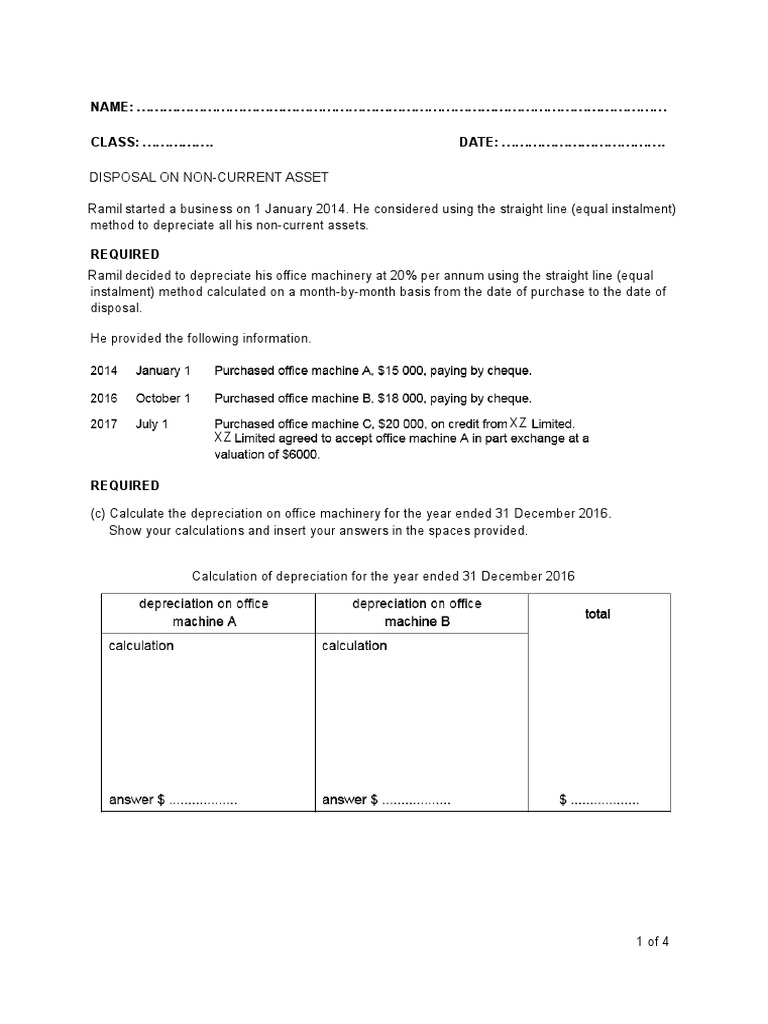 Ramil - Disposal On Non-Current Asset | PDF | Depreciation | Corporate ...