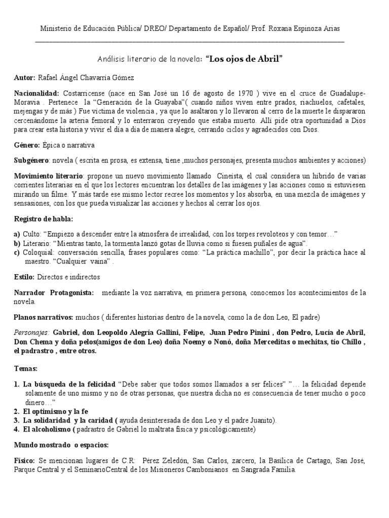 Análisis de los Ojos de Abril | PDF | Novelas