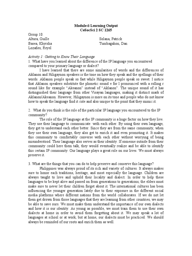 Module 6 Learning Output | PDF