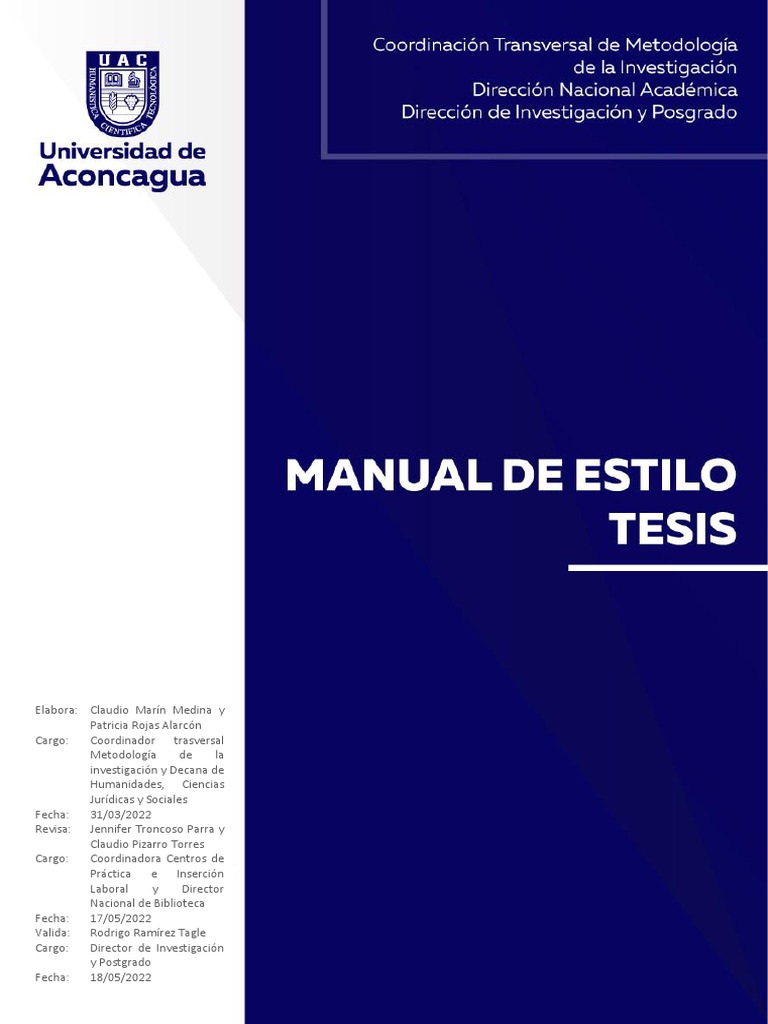 Tesis UAC - Manual de Estilo Final | PDF | Comportamiento | Sumario ...