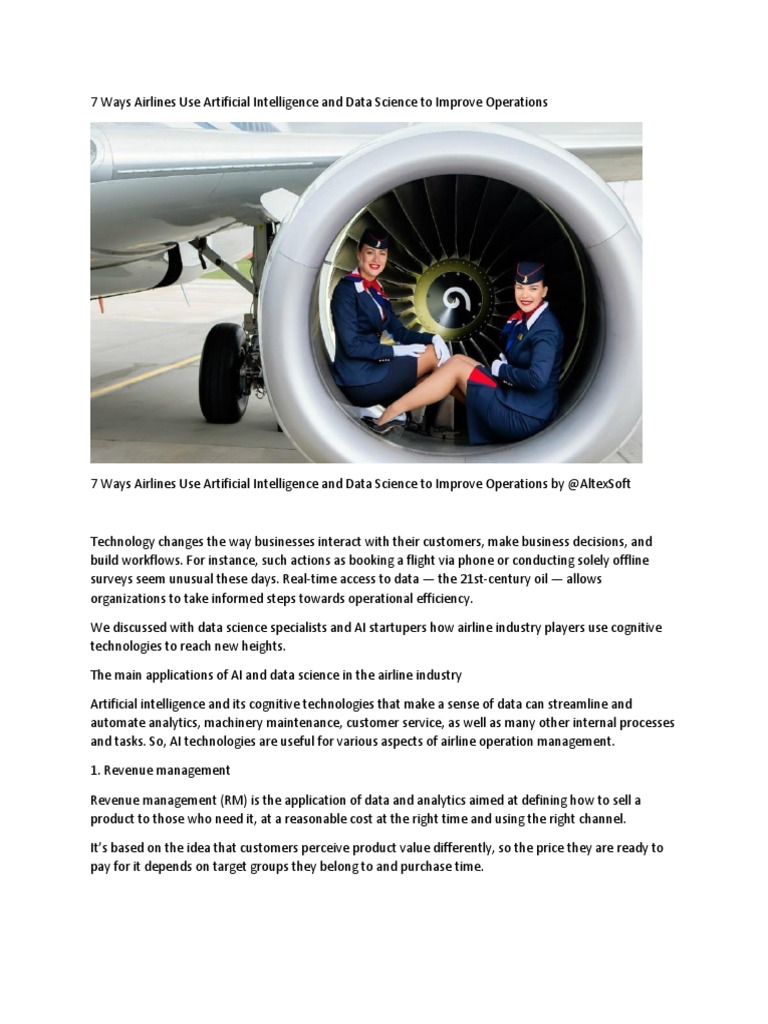 7 Ways Airlines Use Artificial Intelligence and Data Science To Improve Operations | PDF ...