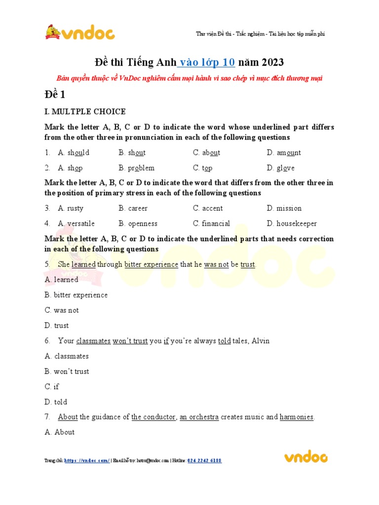 de-thi-tieng-anh-vao-lop-10.doc | PDF | Natural Gas | Water