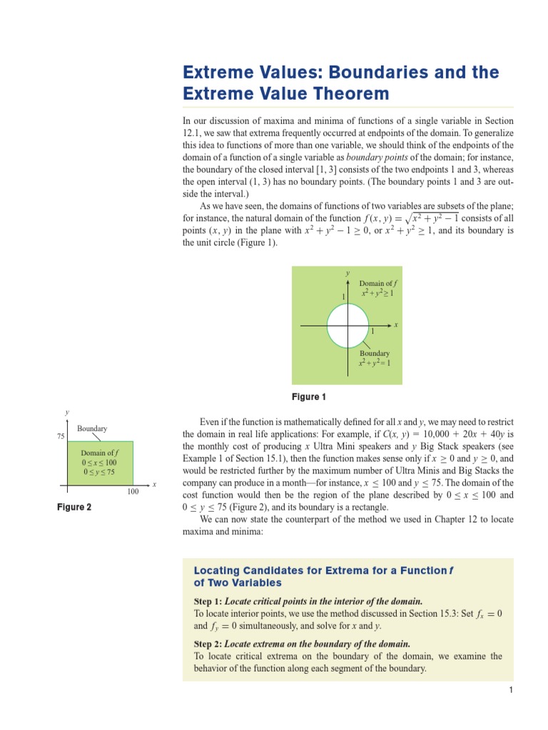 Extreme Values: Boundaries and The Extreme Value Theorem | PDF | Maxima ...