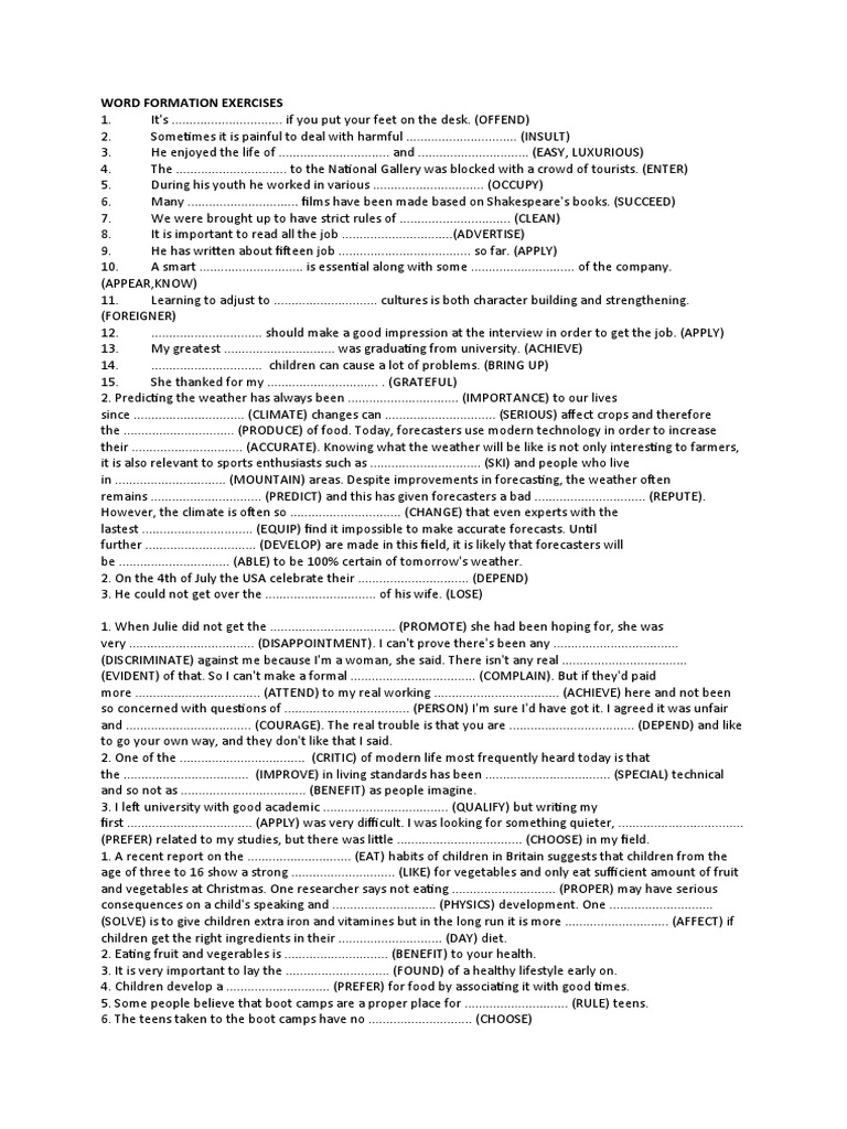 3key Word Formation | PDF | English Language | Adolescence