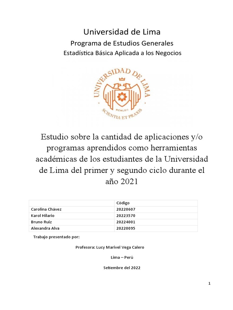 Proyecto Estadística | PDF | Cuestionario | Software de la aplicacion