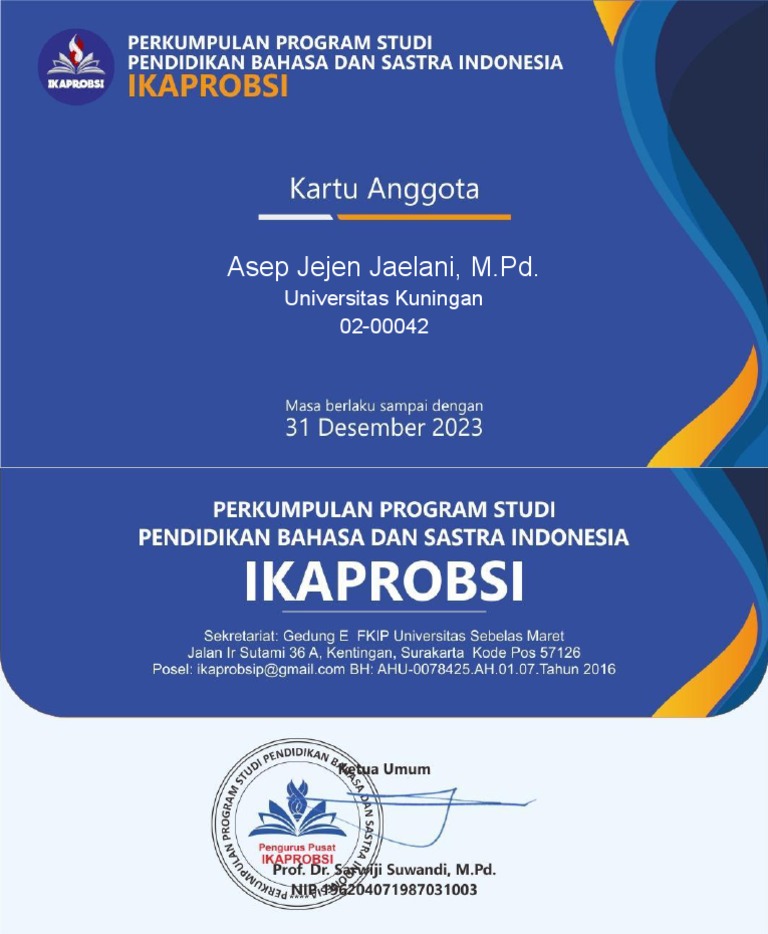 KTA 02-00042 Asep Jejen Jaelani, M.Pd. | PDF