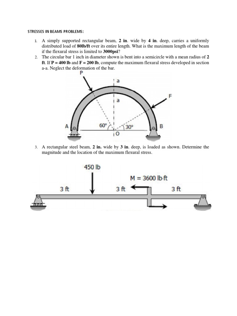 Stresses in Beams Problems | PDF