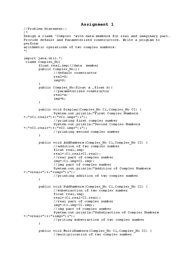 Assignment 1 | Download Free PDF | Constructor (Object Oriented Programming) | Programming