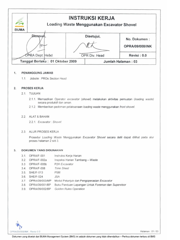 008 INK Loading Waste Menggunakan Excavator Shovel PDF | PDF