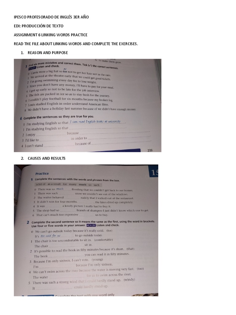 Edi Produccion de Textos 3er An o Assignment 6 Linking | PDF
