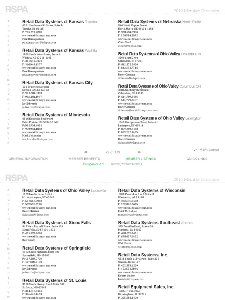Retail Data Systems Member Directory | PDF | Trade | Marketing